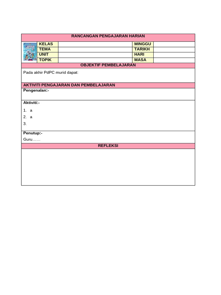 0.tapak Kosong RPH Format 2024 (Simple) | PDF