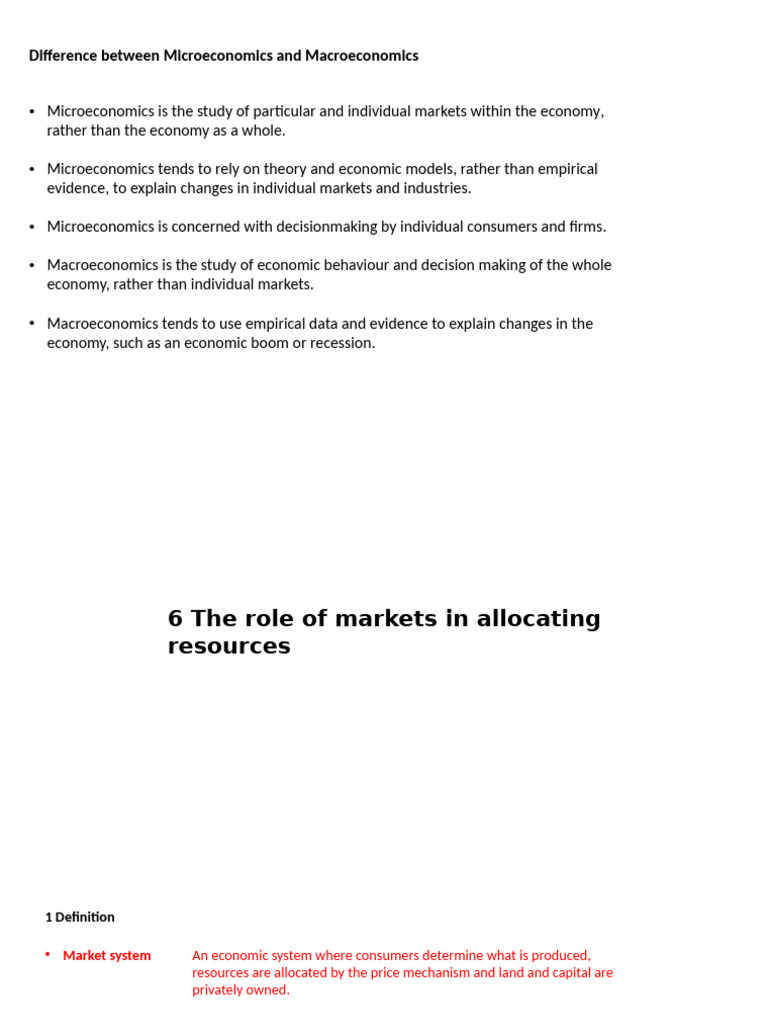 6 The Role of Markets in Allocating Resources | PDF | Microeconomics ...