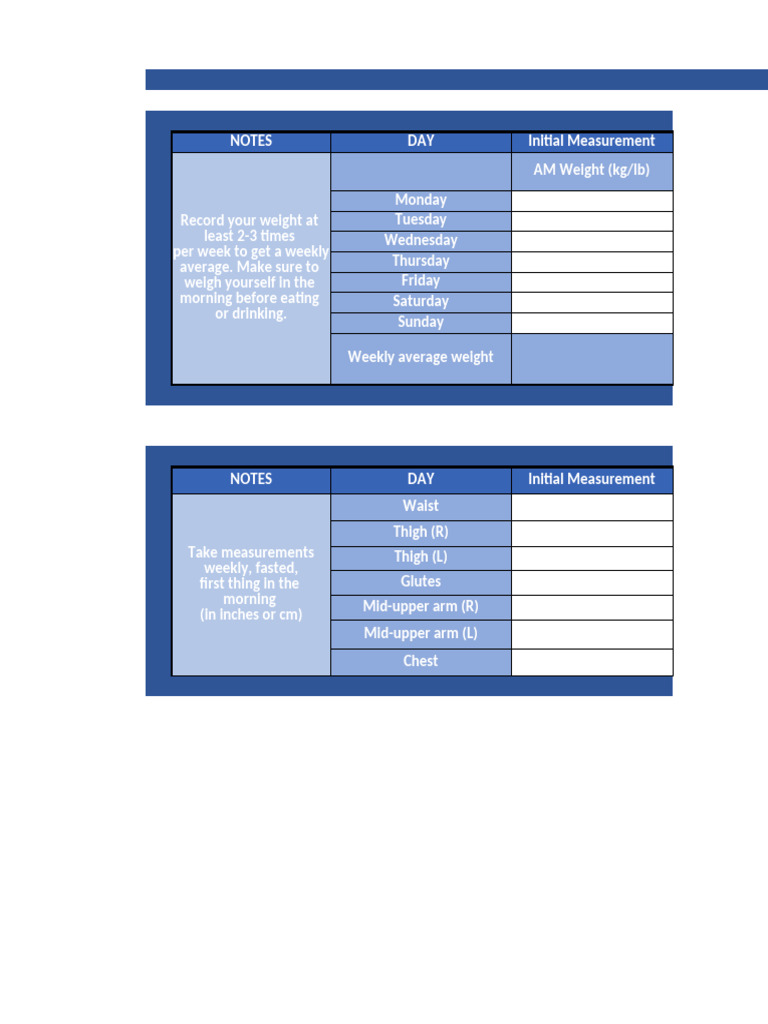 Weight and Measurement Tracker | PDF