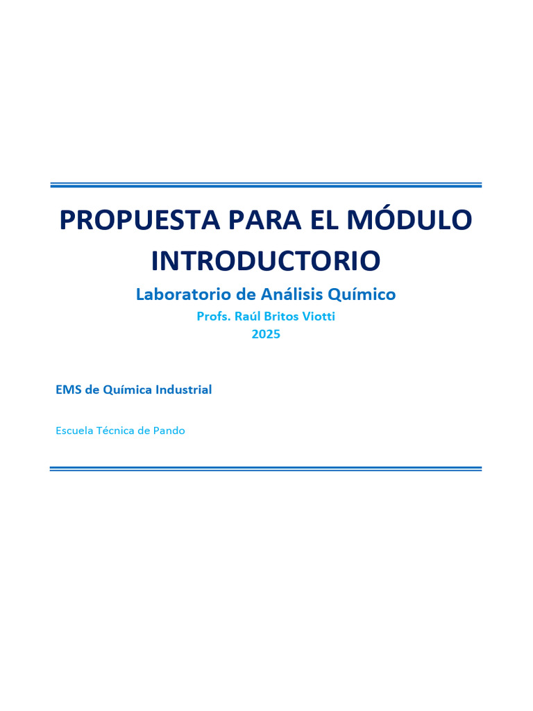 Propuesta para El Módulo Introductorio 2025 Analisis | PDF | Fertilizante | Ácido sulfúrico