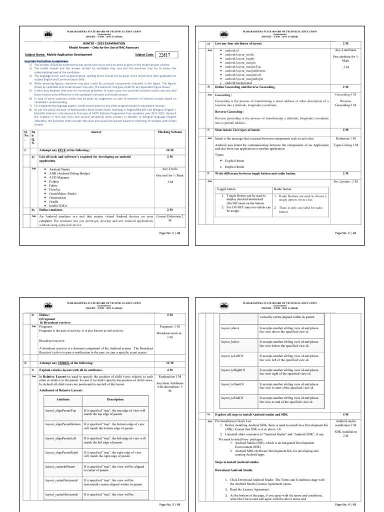All Mad Model Answer Peper | PDF | Android (Operating System) | Mobile App