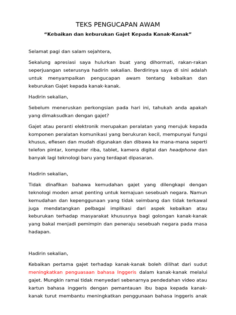 Teks Pengucapan Awam 2 | PDF