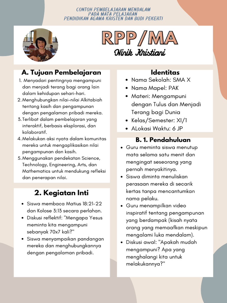 Contoh Pembelajaran Mendalam Mapel PAK - Ninik Kristiani | PDF