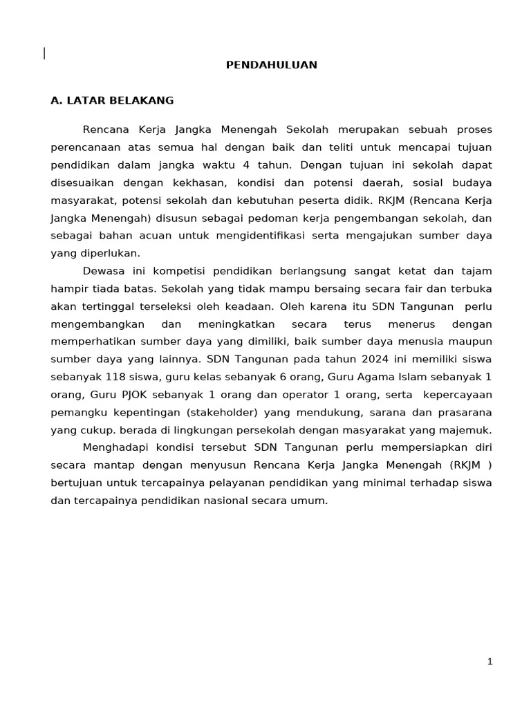 Contoh Dokumen RKJM SD 2020-2024 | PDF