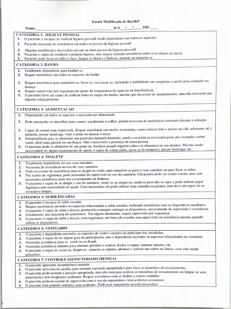 Escala Modificada de Barthel | PDF