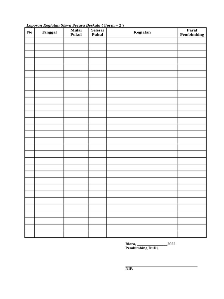 Jurnal Prakerin form 2 dan 3 | PDF