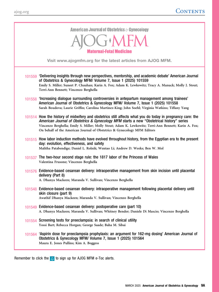 Ajog Mfm Insights And History In Care Pdf Obstetrics Medical