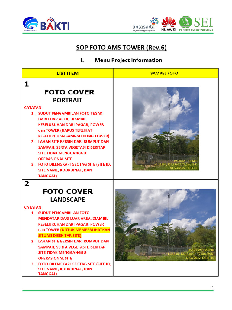 1. SOP FOTO AMS TOWER - Rev.6 (1) | PDF