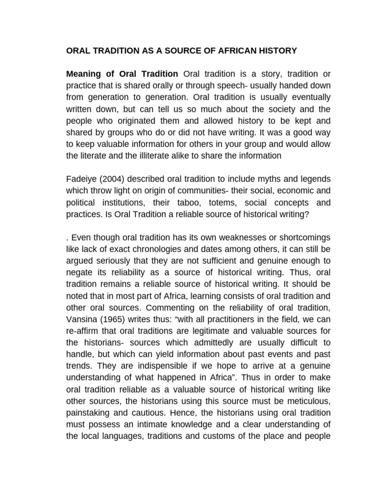Oral Tradition in African History | PDF | Traditions | Oral Tradition