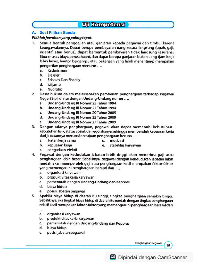 Latihan soal kepegawaian XII OTKP | PDF