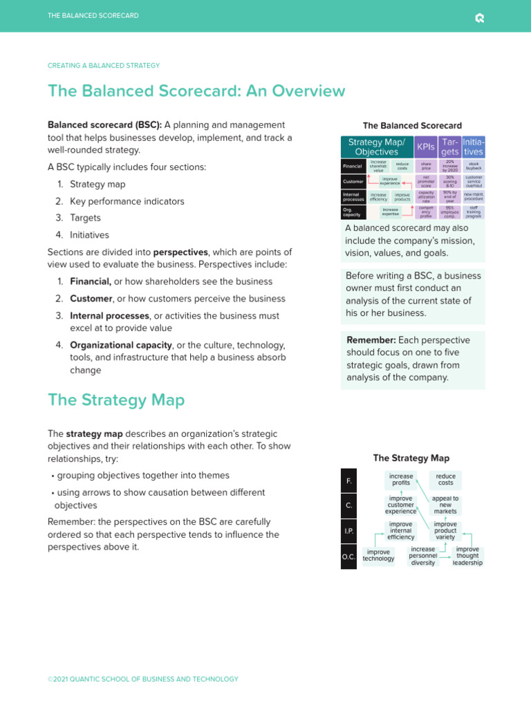 Strategy - Balanced Scorecard QU | PDF | Performance Indicator | Goal