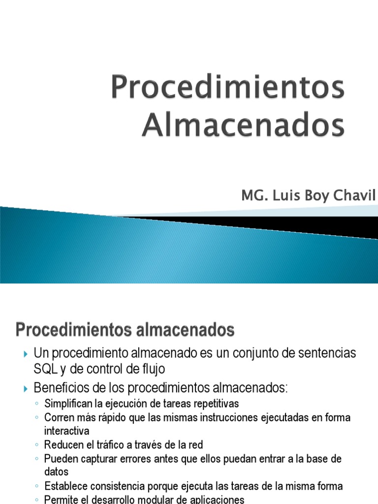 Procedimientos Almacenados | PDF | SQL | Software de gestión de datos