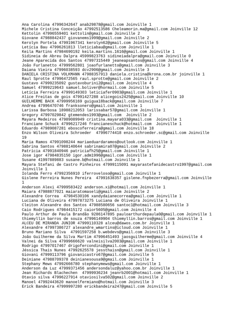 Lista de Contatos em Joinville | PDF | Brazil
