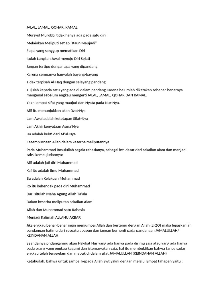 Sifat Jalal, Jamal, Qohar Dan Kamal | PDF
