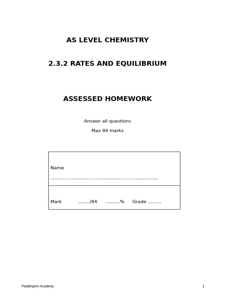Rates and Equilibrium HW | PDF | Chemical Equilibrium | Chemical Reactions