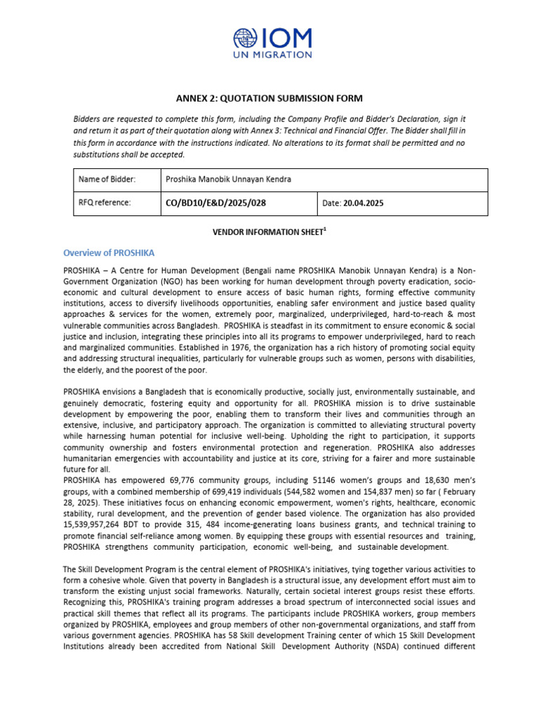 ANNEX 2 Quatation Submission form | PDF | Poverty | Poverty & Homelessness