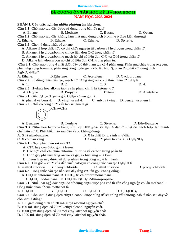 De Cuong On Tap HK 2 Hoa 11 CTST CTM | PDF