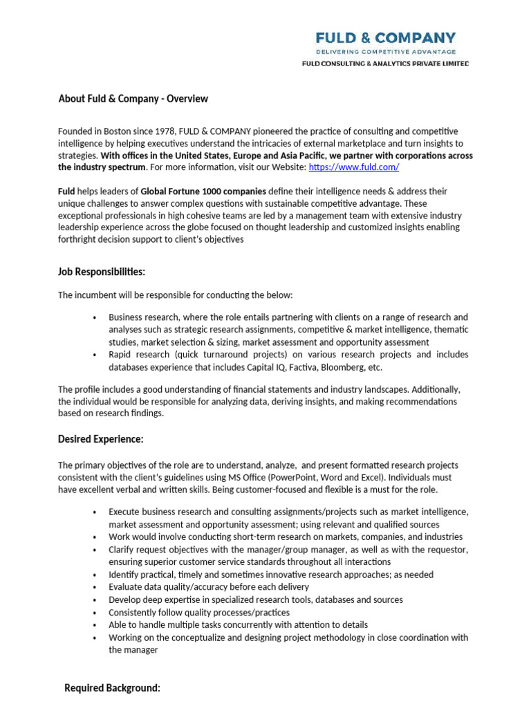 Fuld & Company: Competitive Intelligence Consulting | PDF ...