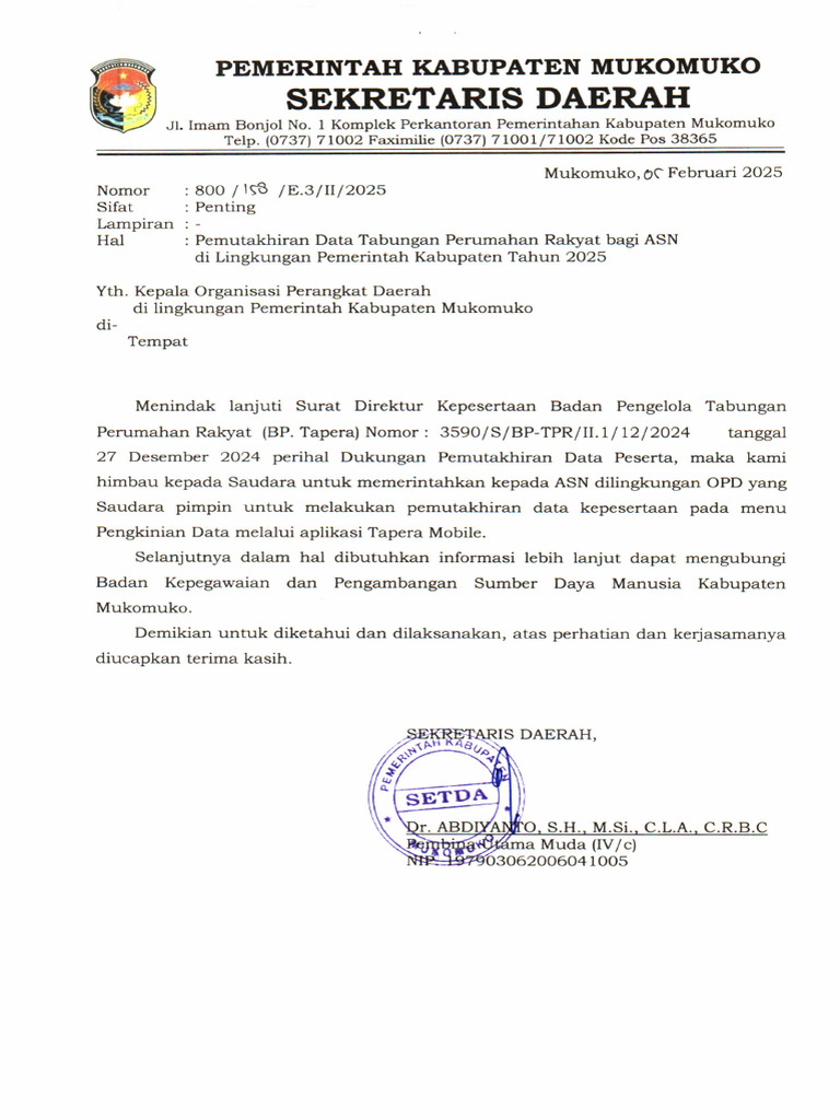 Surat Tapera Mobile | PDF