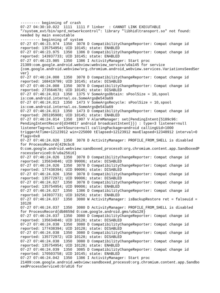 standby_android_log_2024_0727_084338 | PDF | Software | Computer Architecture