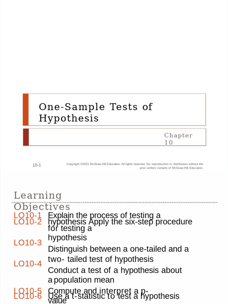PDF Lind 18e Chap010 | PDF | Hypothesis | Null Hypothesis