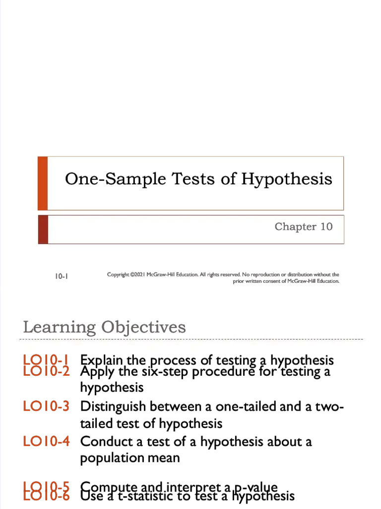 PDF Lind 18e Chap010 PPT - Compress | PDF | Hypothesis | Null Hypothesis