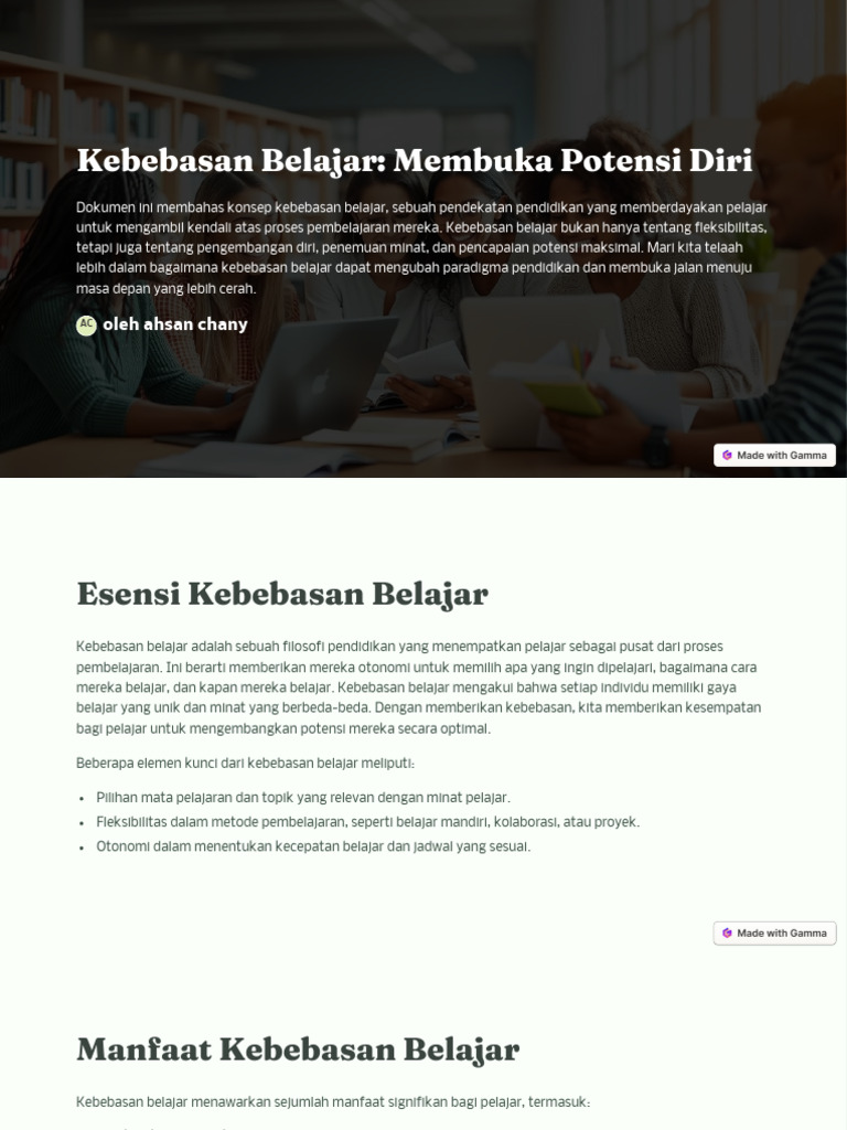 Kebebasan Belajar Membuka Potensi Diri | PDF