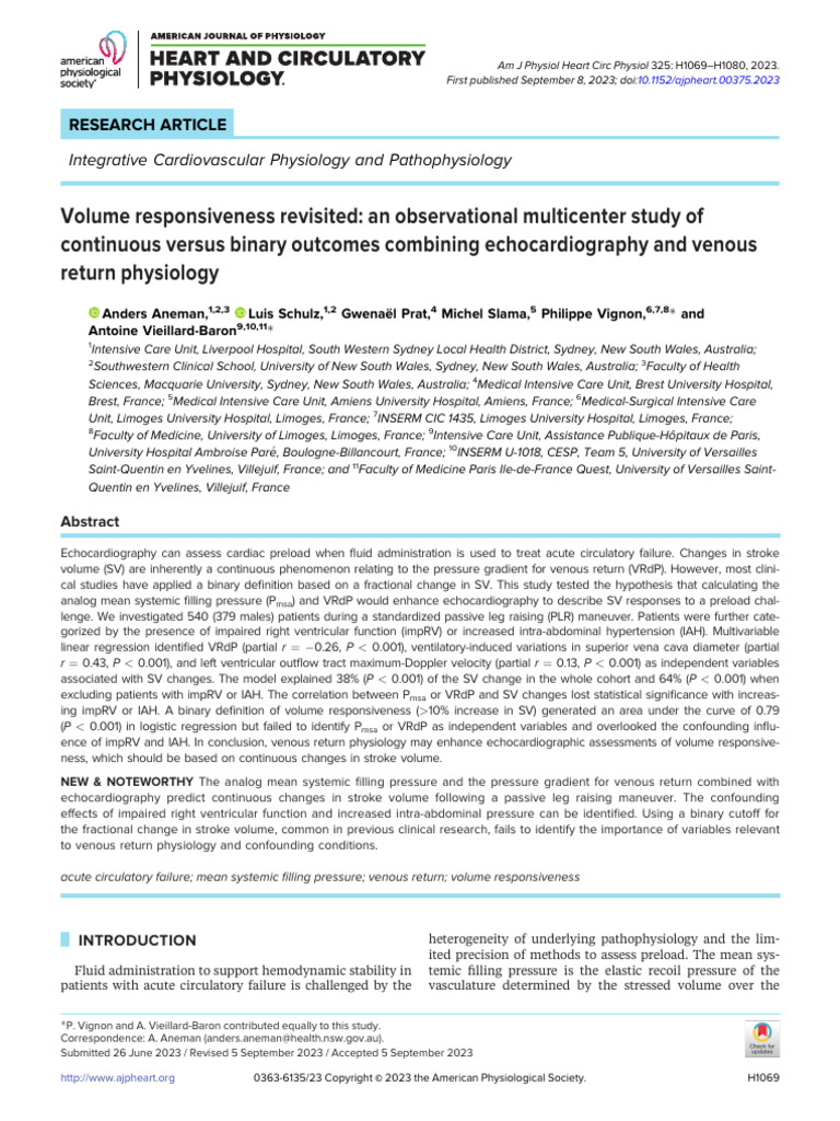 Anders Aneman Volume Responsiveness Revisited An | PDF | Cardiovascular ...