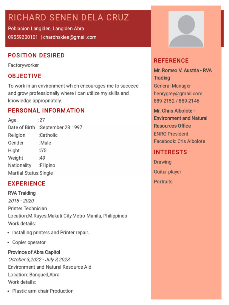 Chard Factory Worker CV | PDF