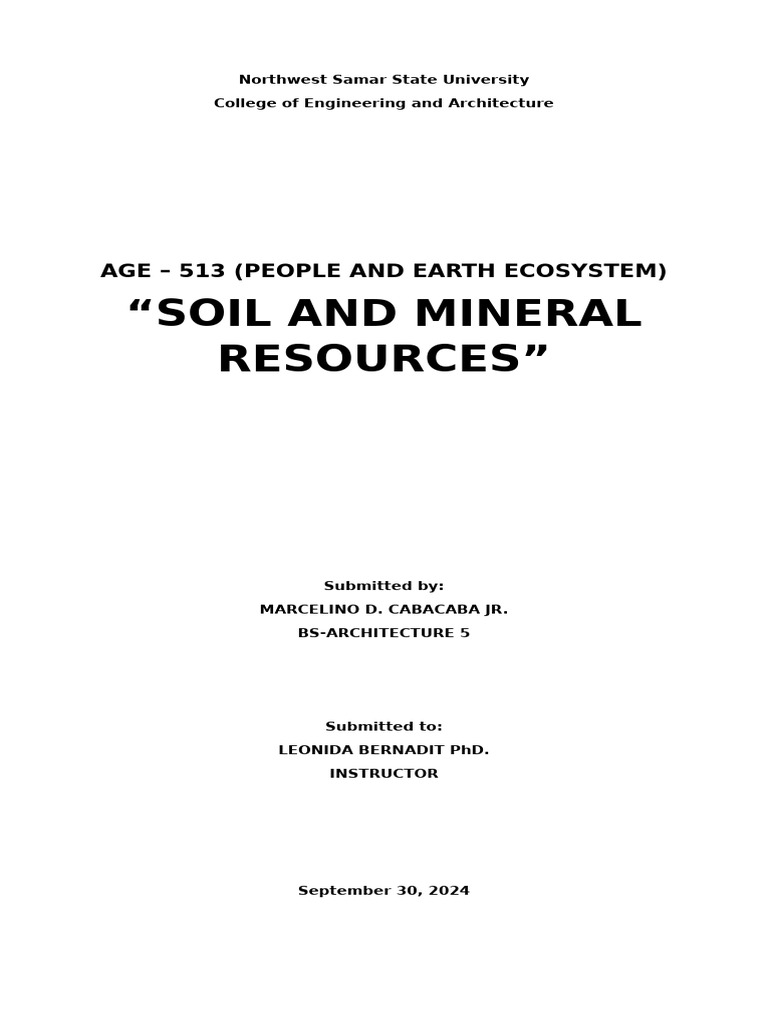 Soil and Mineral Resources Overview | PDF | Plate Tectonics | Earth ...