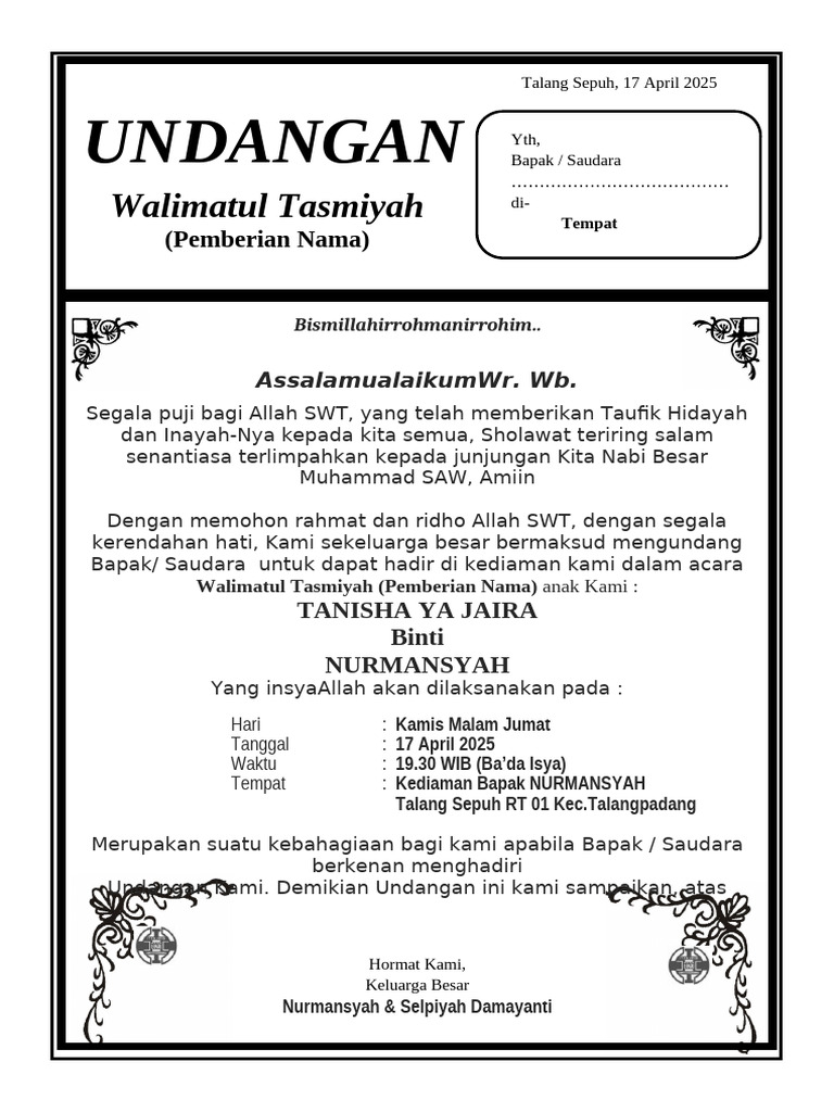 A4 Undangan Haul | PDF