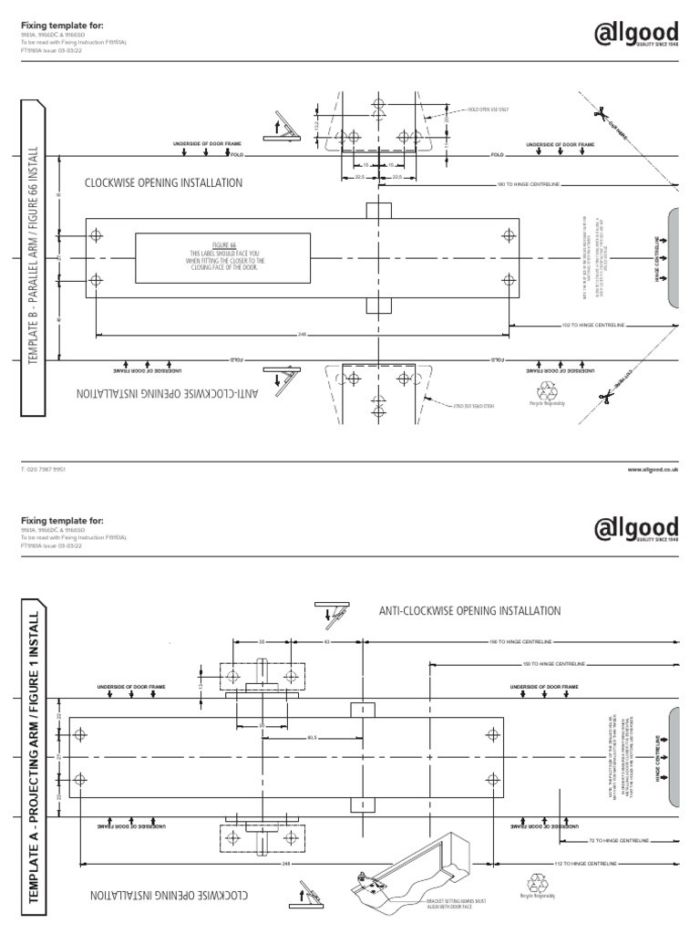 FT9161A Fixing Template Iss03 | PDF | Door | Architectural Elements