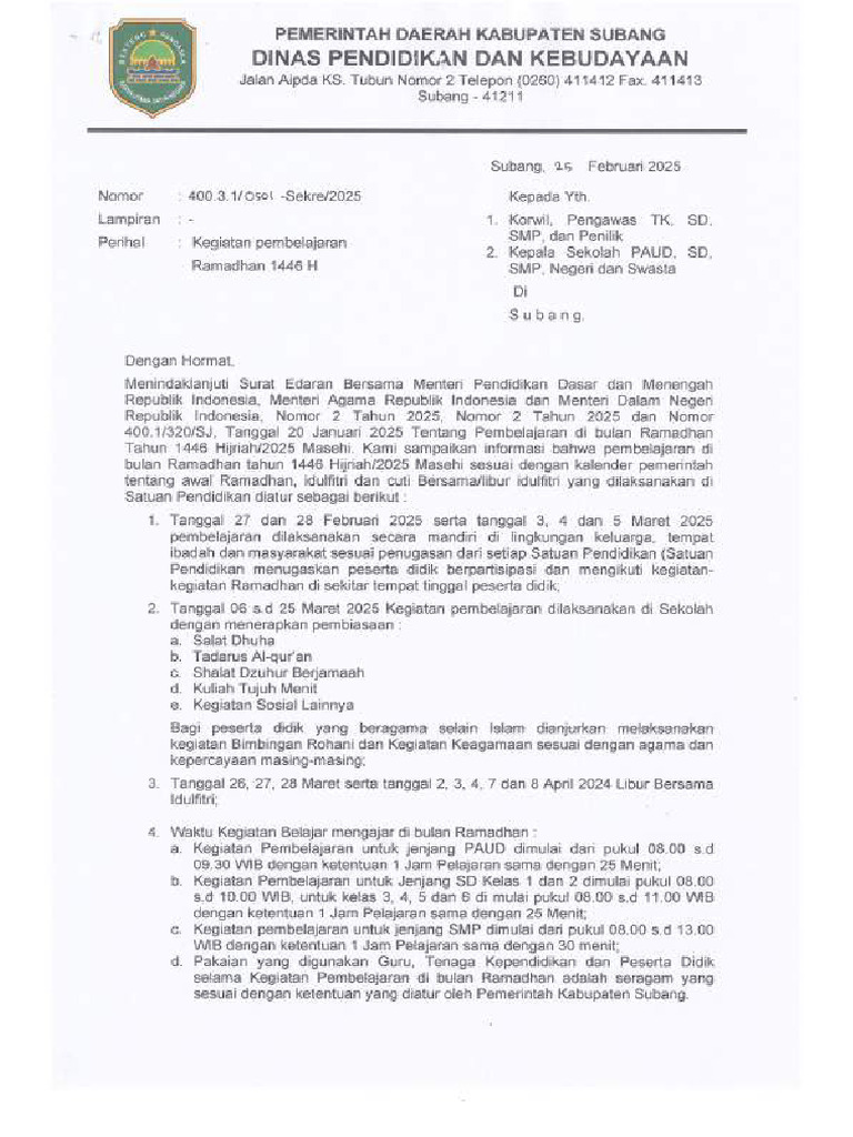 KEGIATAN PEMBELAJARAN RAMADHAN 1446 H - Compressed | PDF