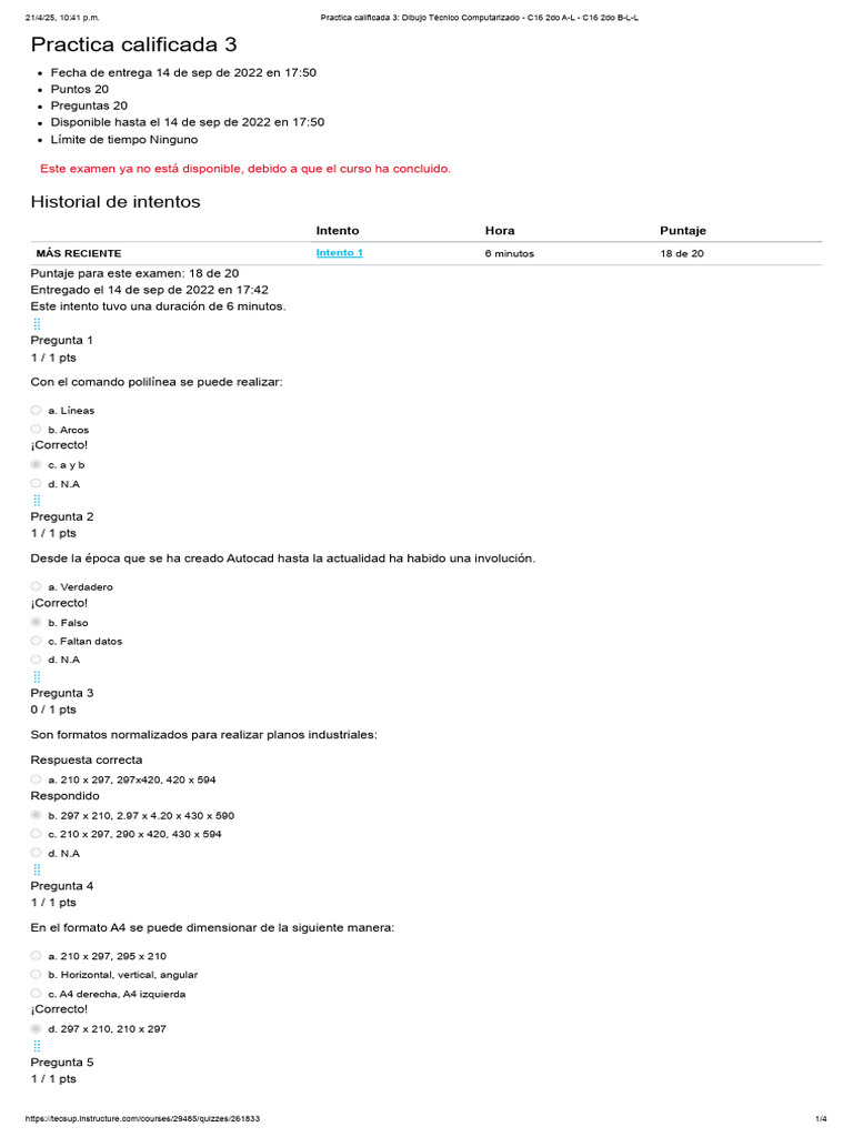 Practica calificada 3_ Dibujo Técnico Computarizado - C16 2do A-L - C16 2do B-L-L | PDF