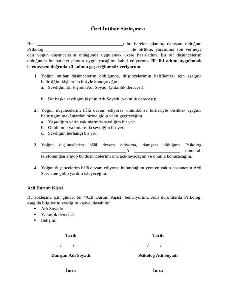 Özel İntihar Sözleşmesi | PDF