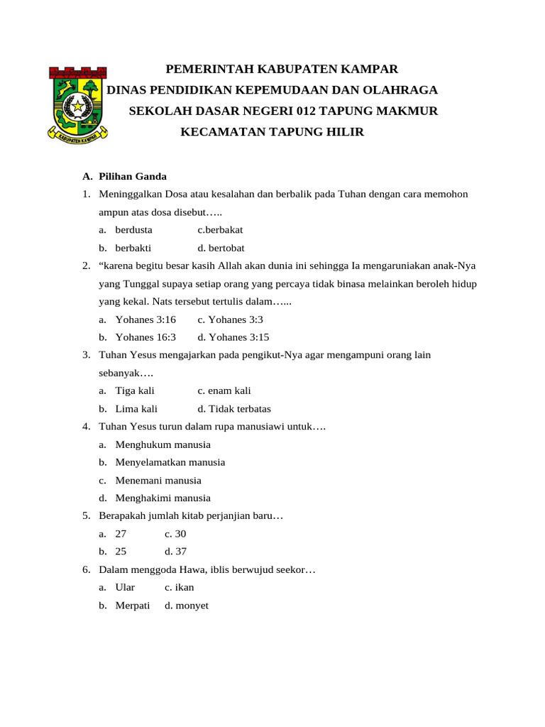 Soal Ujian Kelas 5 | PDF
