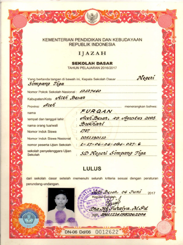 Ijazah SD Furqan - 11zon | PDF