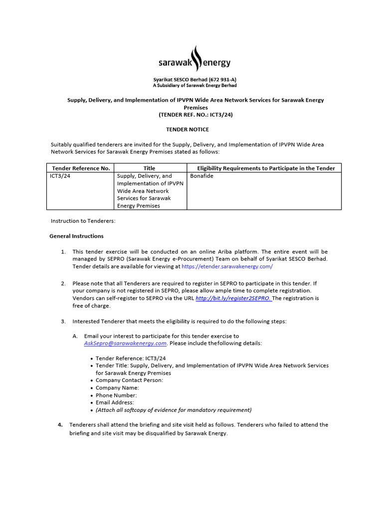 ICT3-24 Tender Notice Template Ver20230215 | PDF
