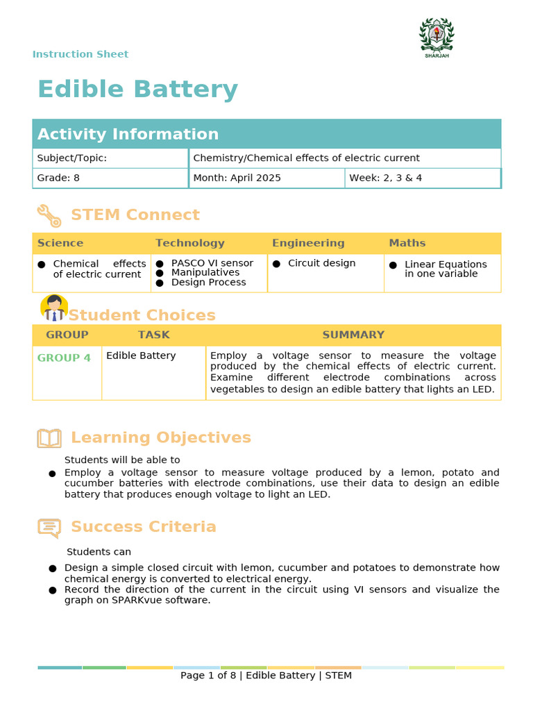 Edible Battery Experiment Guide | PDF | Anode | Cathode