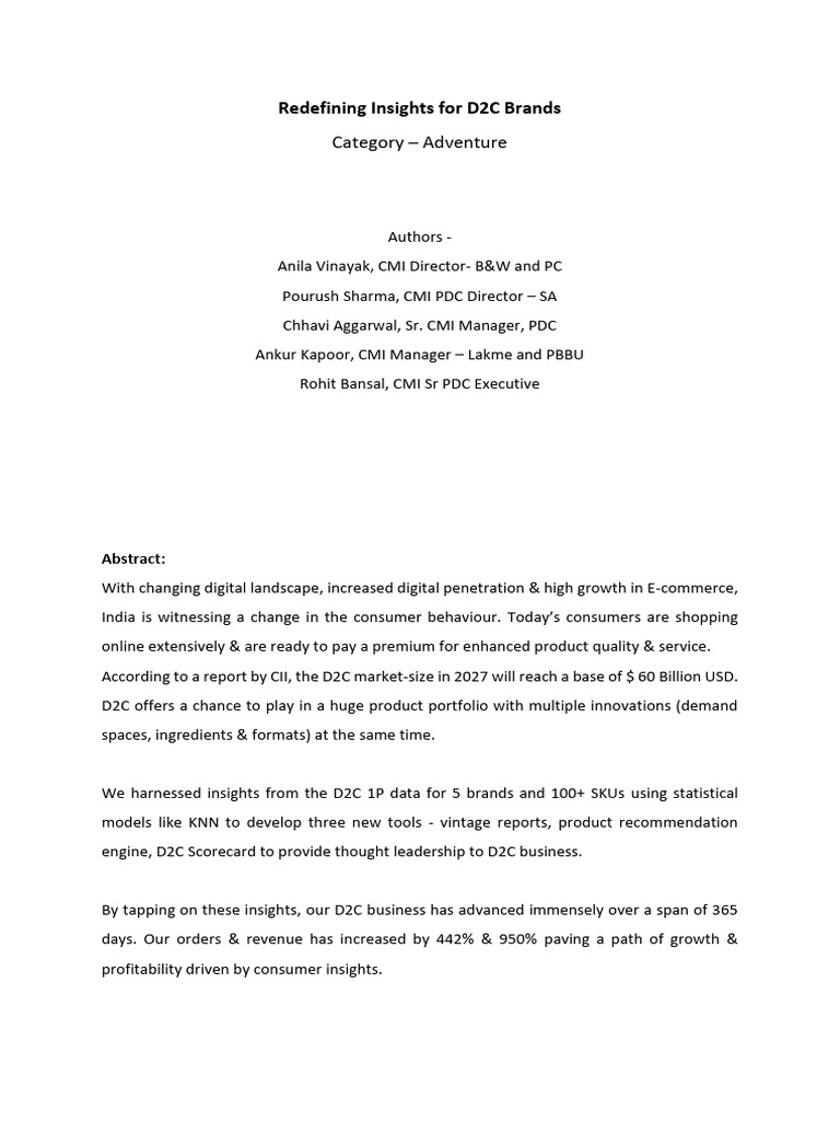 BRM2024 - 11. Redefining Insights For D2C Brands | PDF | Retail | Marketing