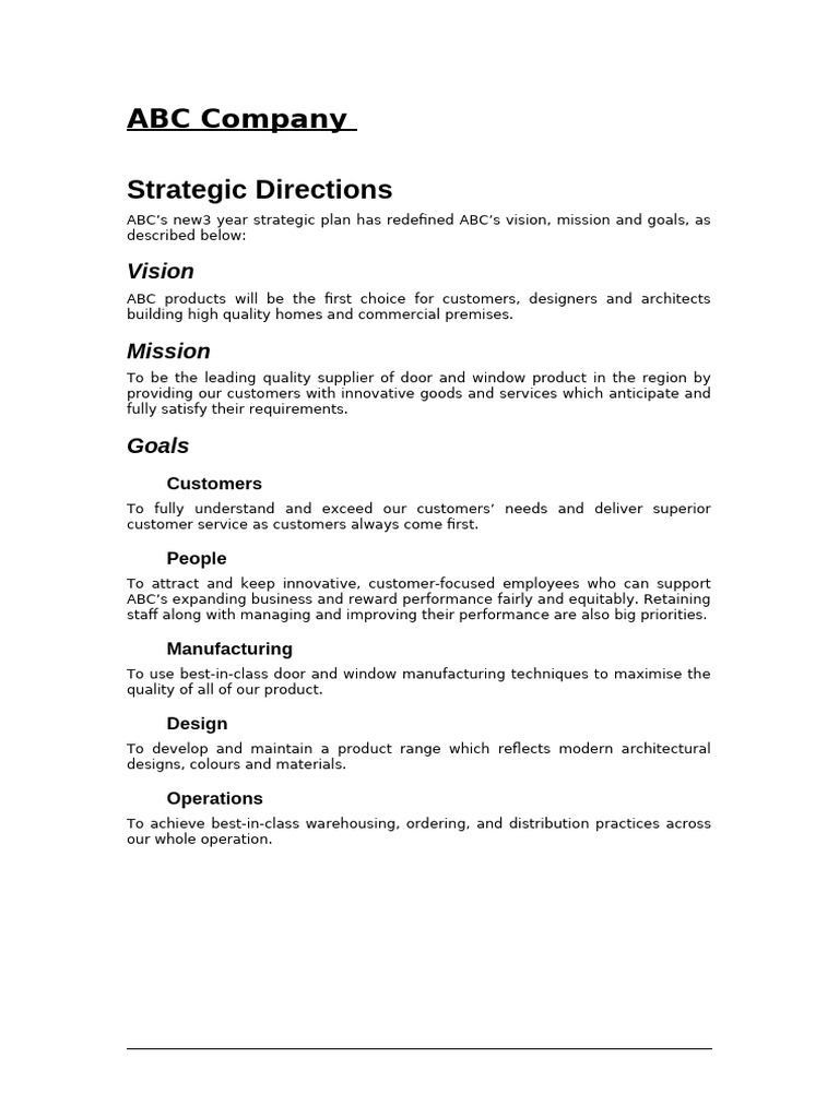 ABC Company Strategic Plan Overview | PDF