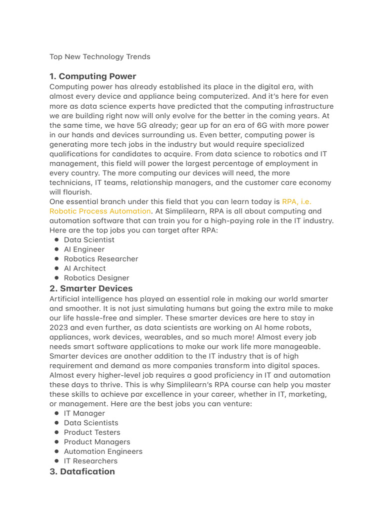 Top New Technology Trends | PDF | Internet Of Things | Artificial Intelligence