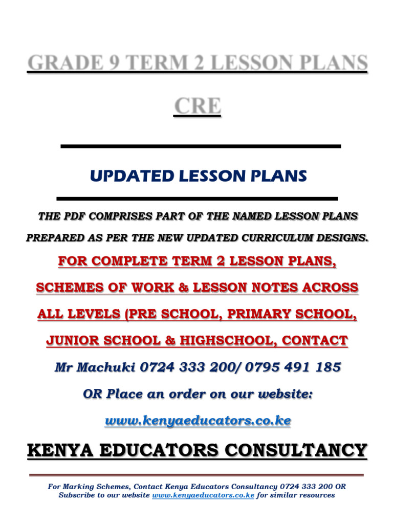 Cre Grade 9 Lesson Plans Sample | PDF | Jesus | Ministry Of Jesus