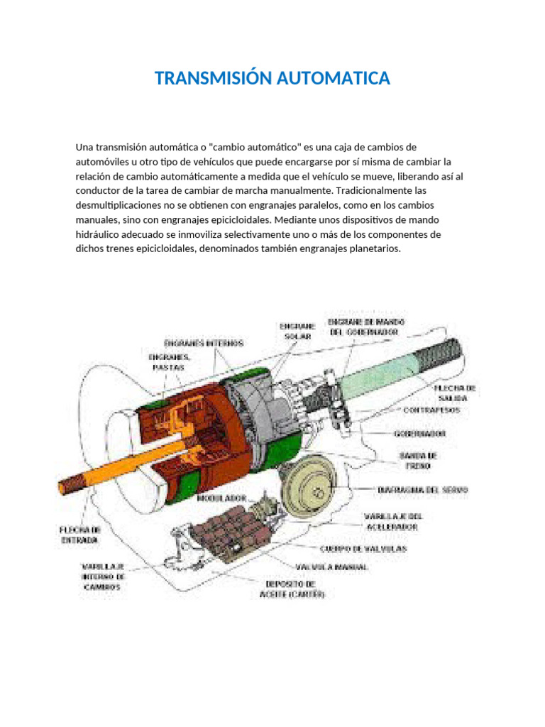 Partes de la Transmisión Automática | PDF | Transmisión automática ...