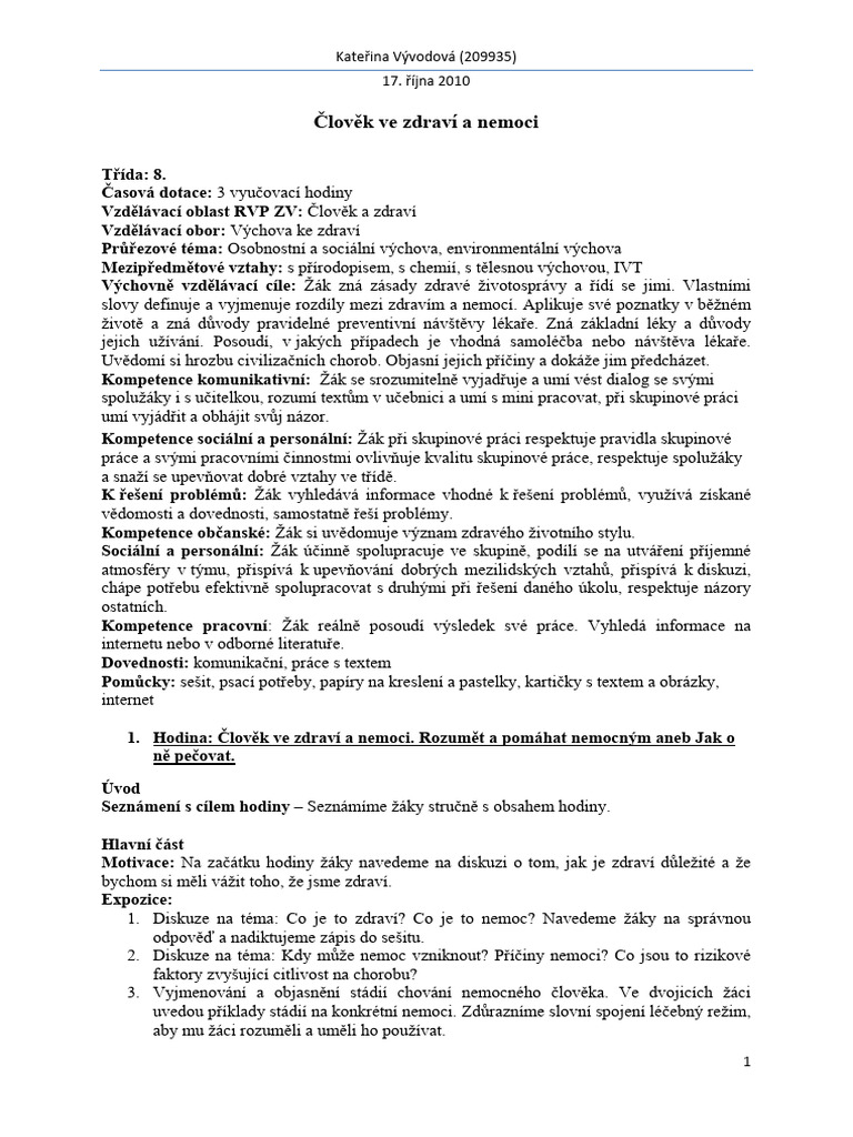Vyvodova Clovek Ve Zdravi A Nemoci | PDF