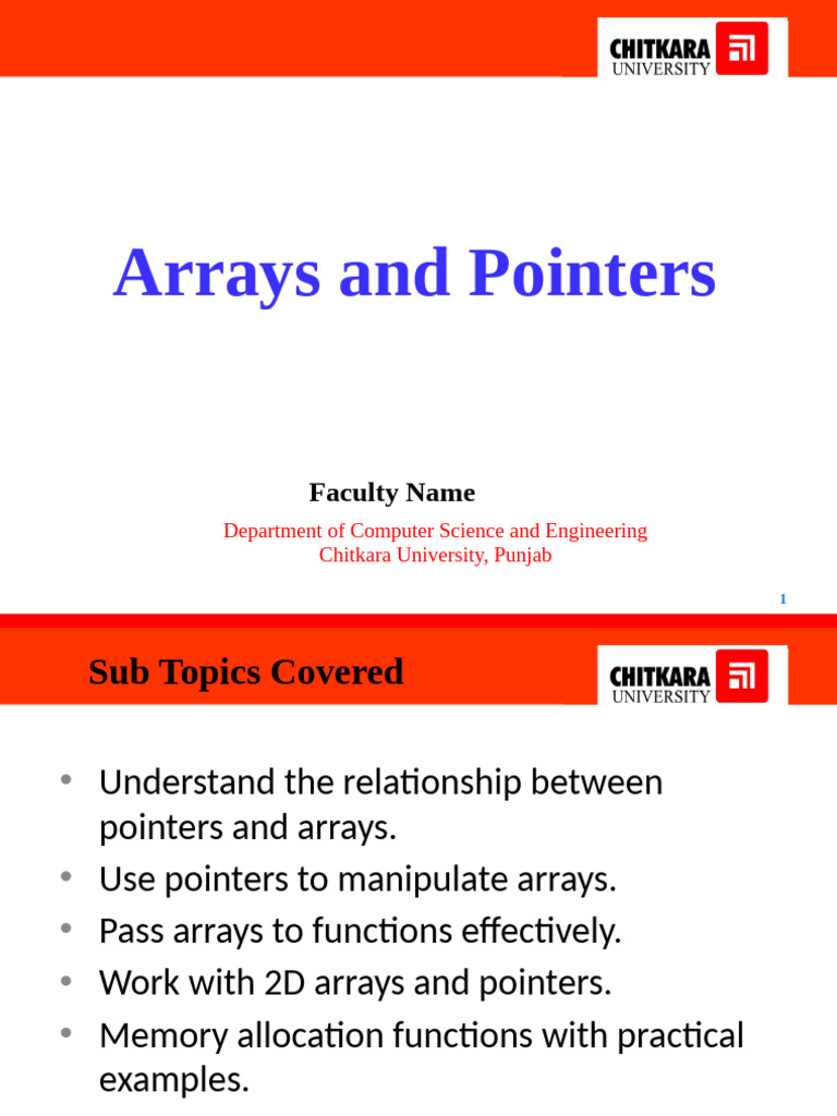 Lect No 34-38 - Arrays and Pointers | PDF | Pointer (Computer Programming) | Integer (Computer ...