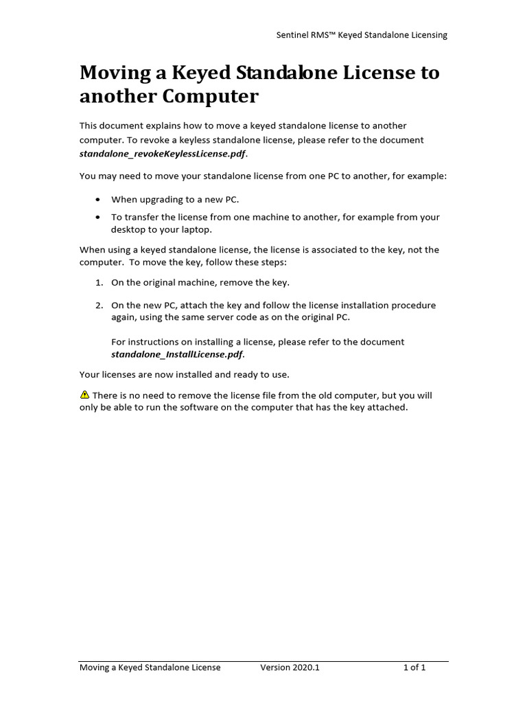 Standalone MoveKeyedLicense | PDF