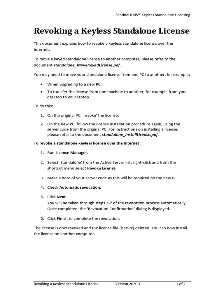 Standalone RevokeKeylessLicense | PDF | Personal Computers | Computer ...