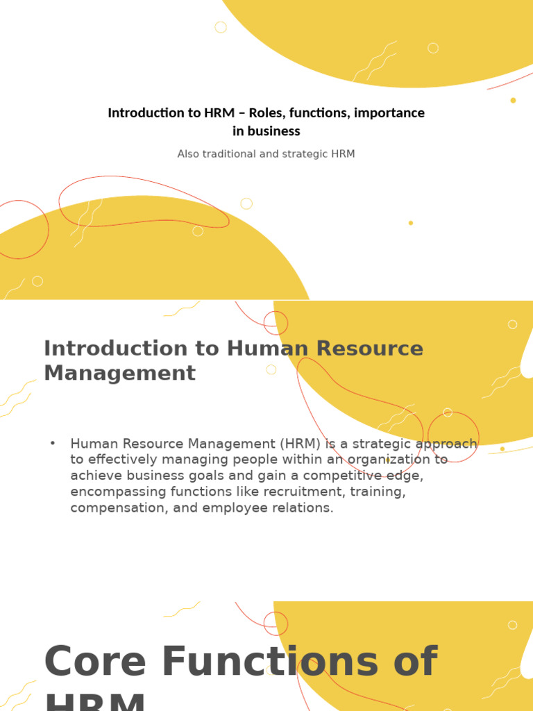 Introduction To HRM - Roles, Functions, Importance in Business | PDF ...