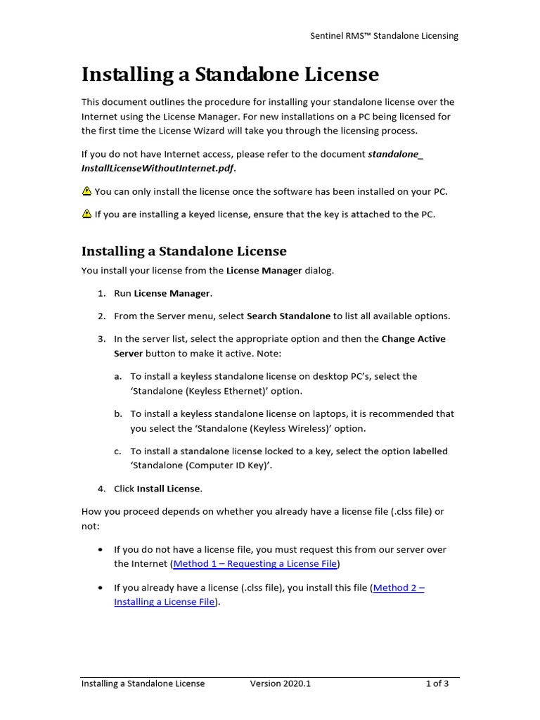 Standalone InstallLicense | PDF | Personal Computers | Internet